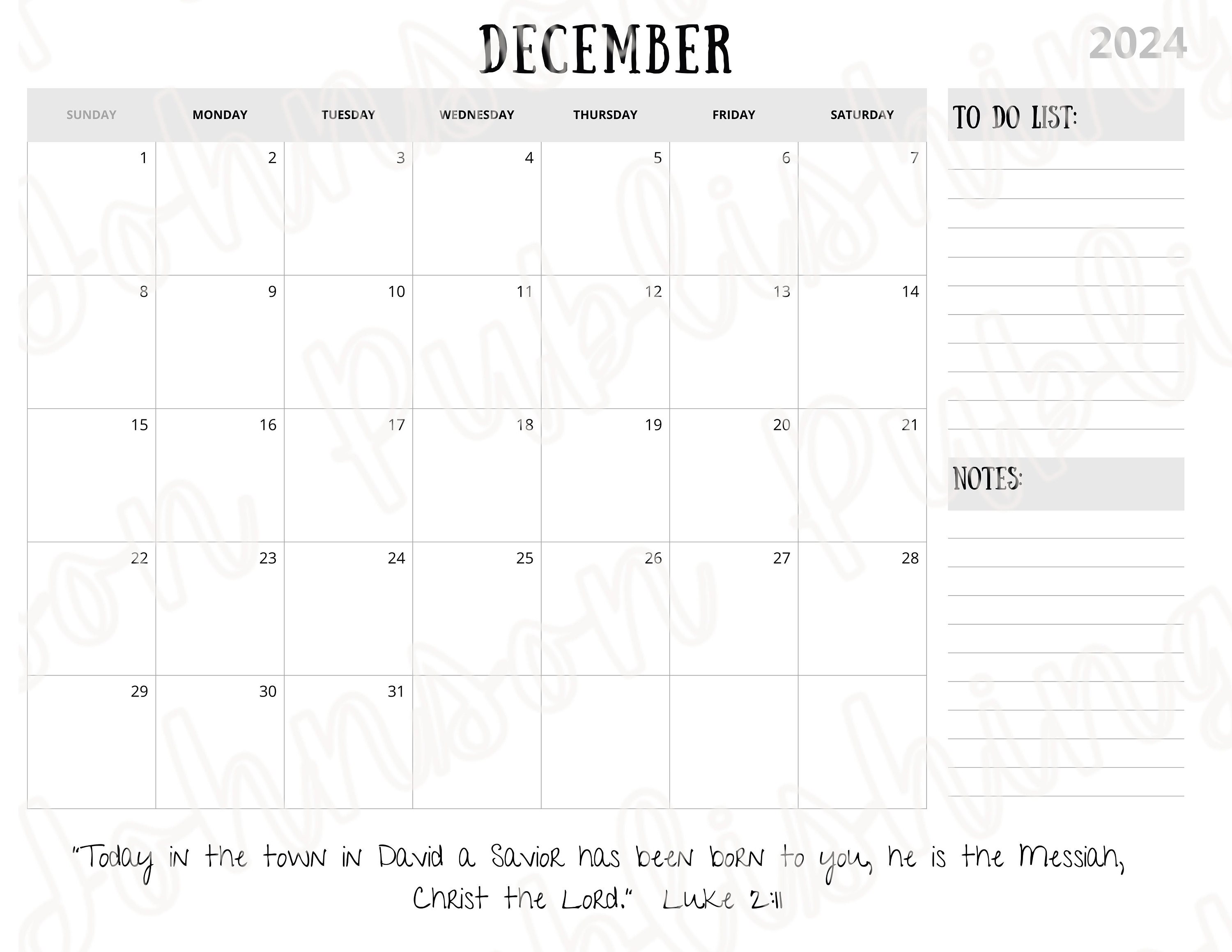 2024 Monthly Calendar Bible Verse Printable landscape 11 X 8.5 - Etsy