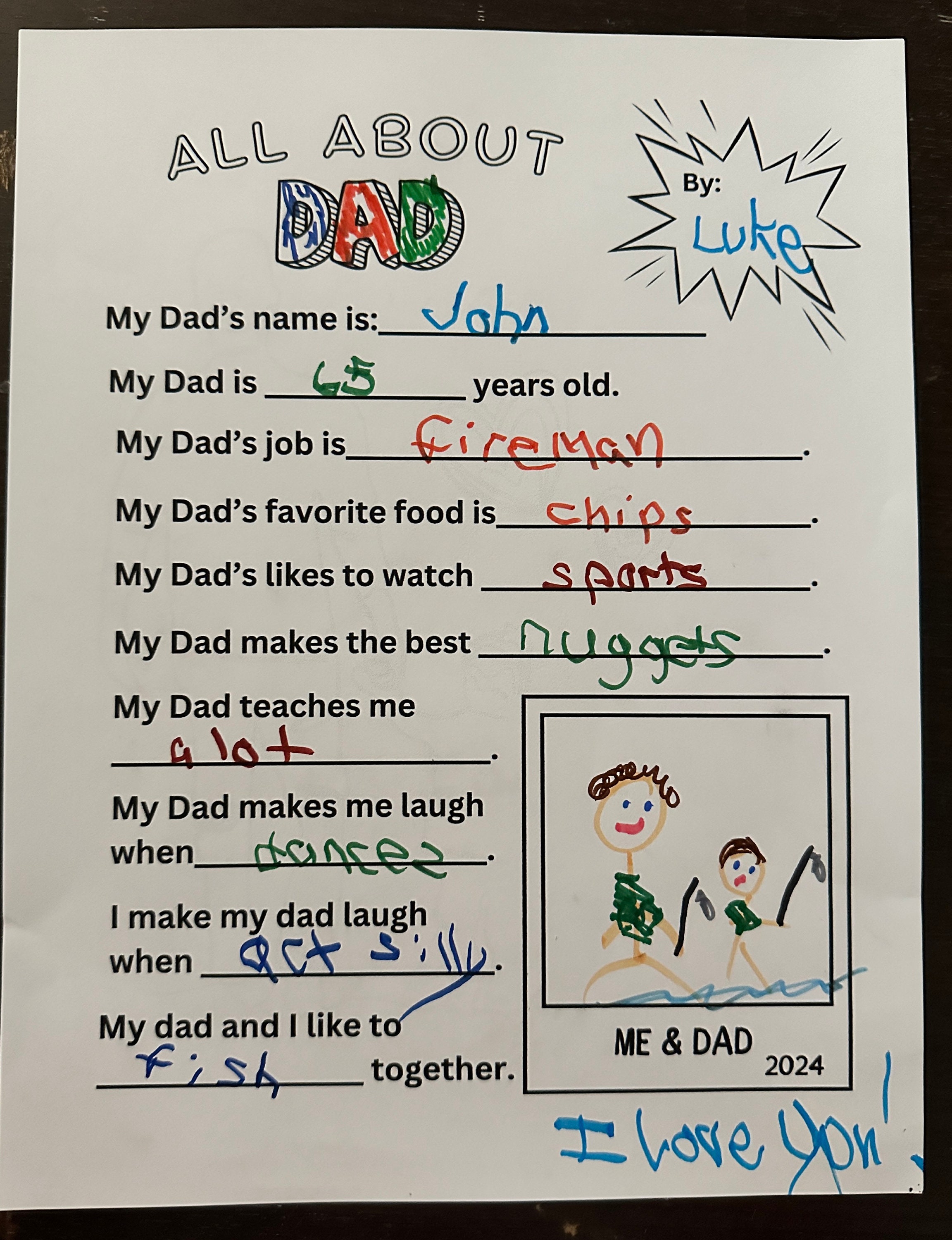 FATHER'S DAY, All About Dad, Daddy and Me, Gift, Worksheet, Card ...