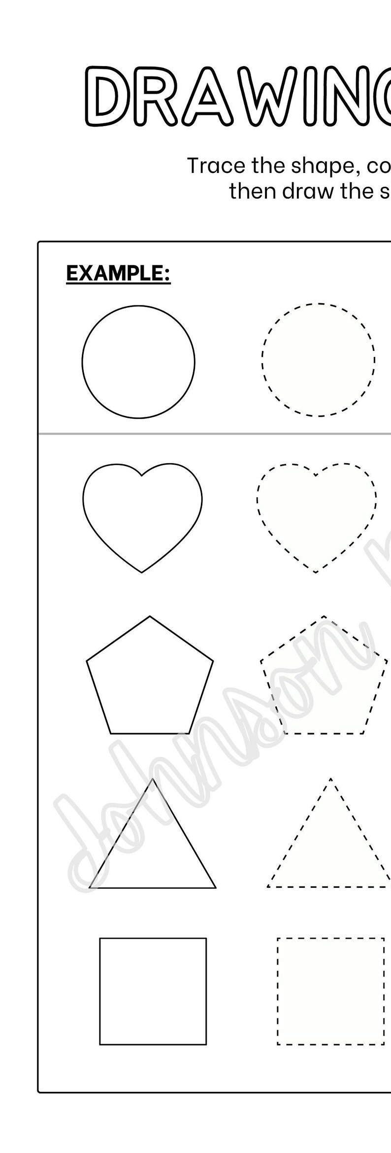 Shapes Practice Worksheet: Drawing. Printable, Digital, Worksheet ...