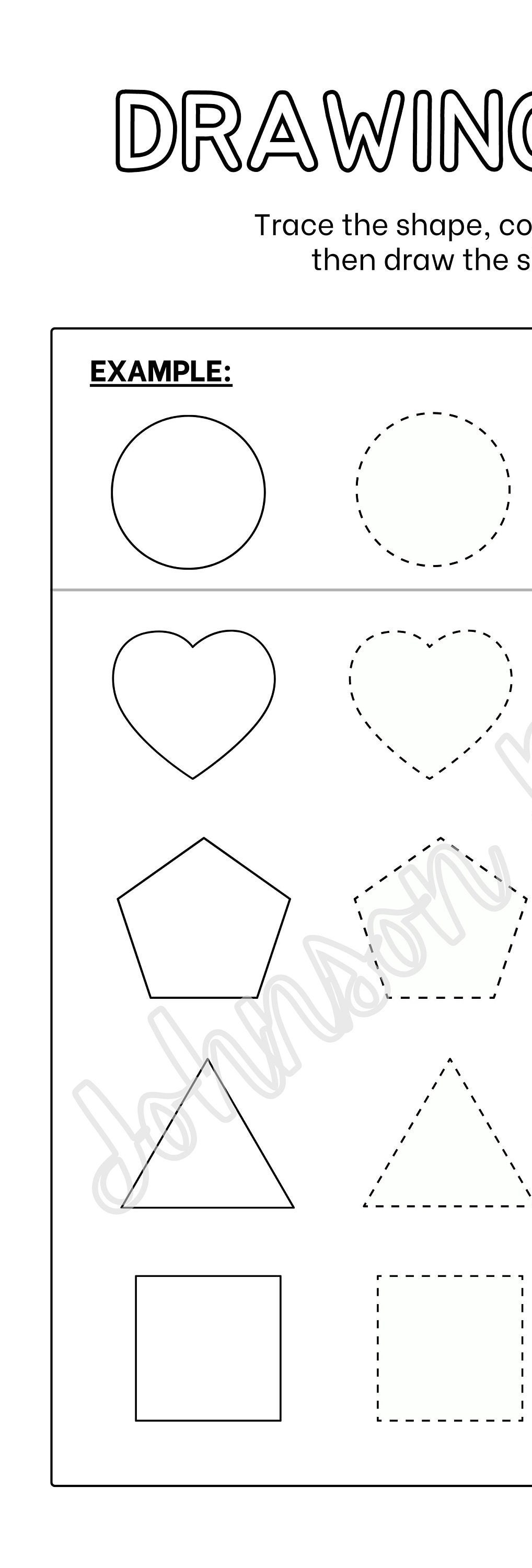 Shapes Practice Worksheet: Drawing. Printable, Digital, Worksheet ...