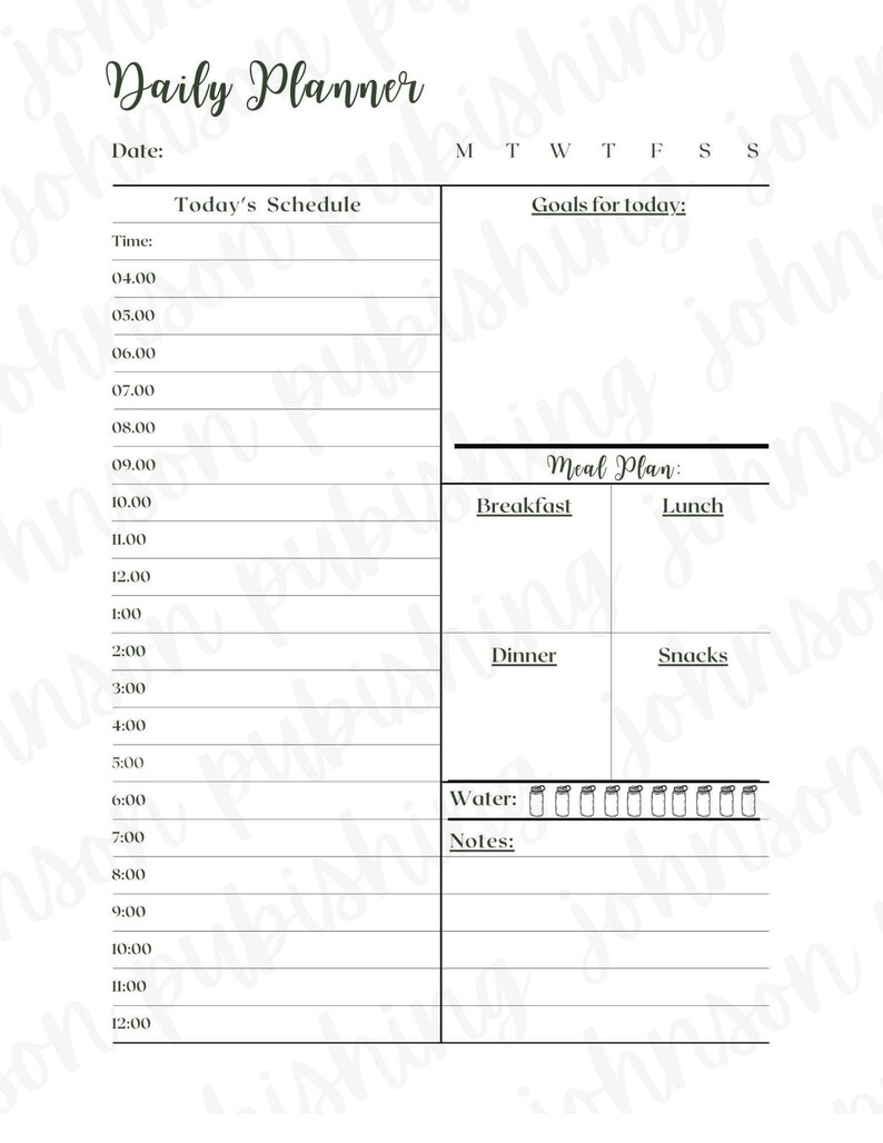 Daily Planner Printable, Goal Tracker, Meal Planning (digital Download ...