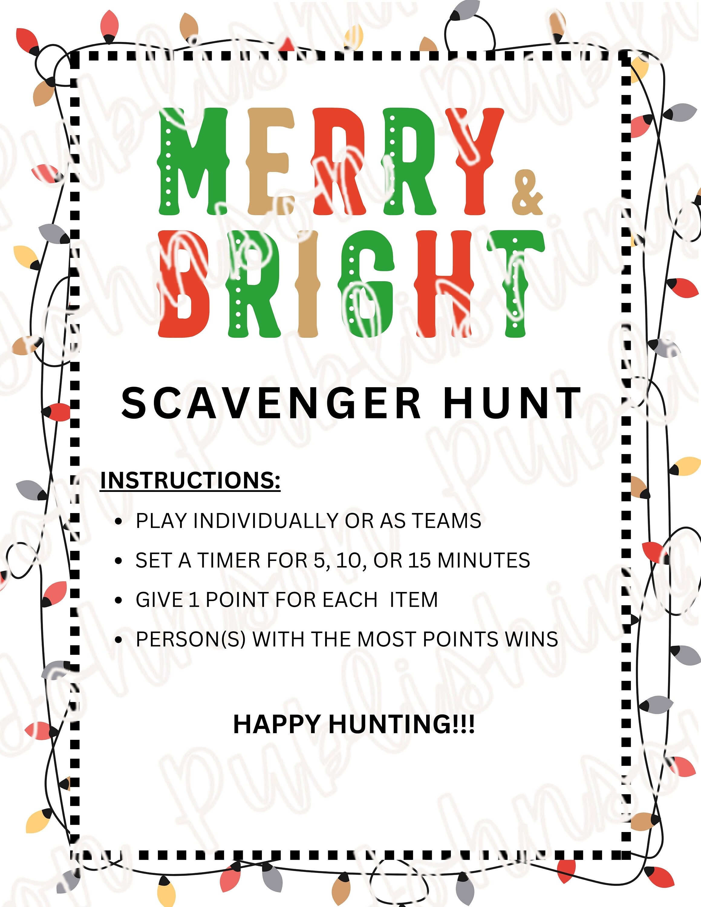 CHRISTMAS SCAVENGER HUNT Kids, Family Activity, Family Game - Etsy