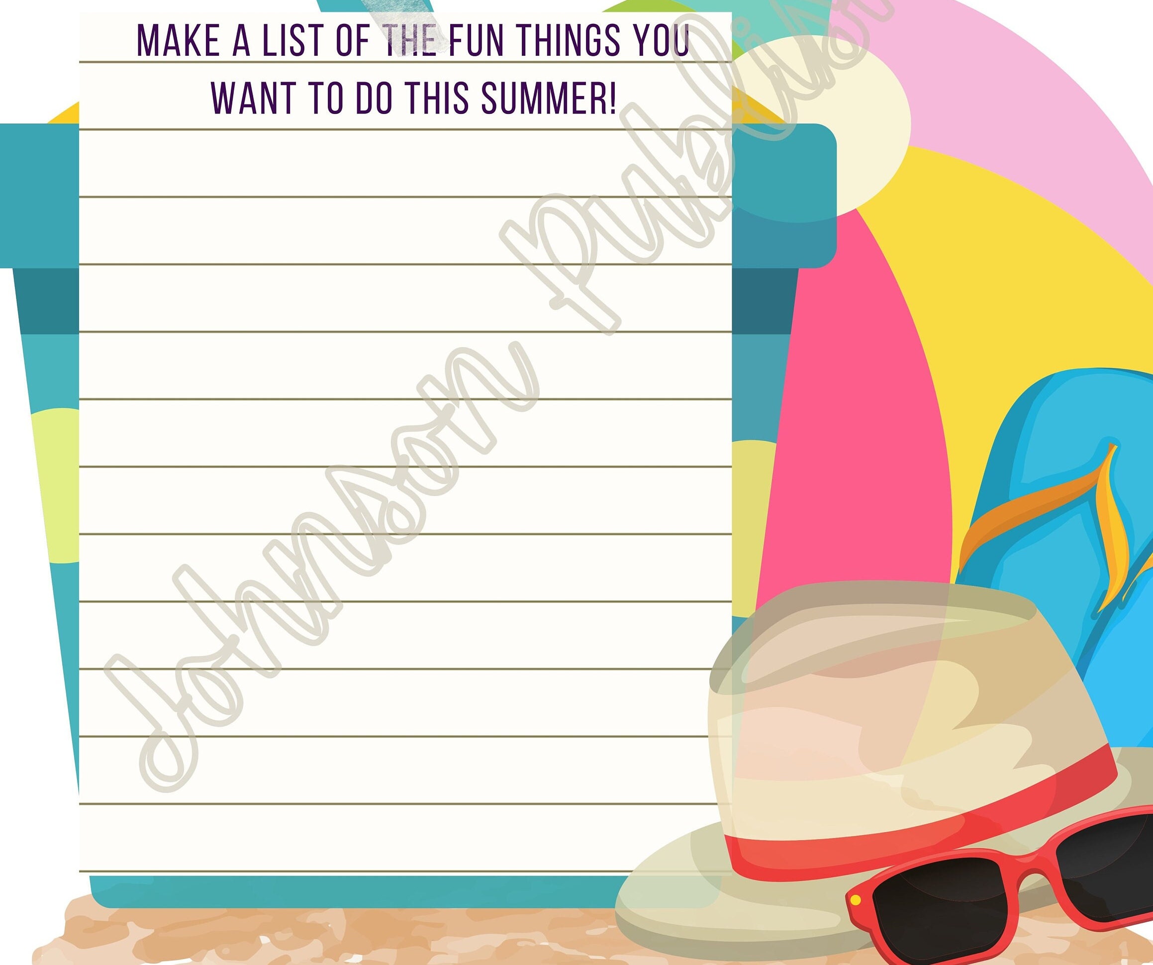 Summer Bucket List, Beach Theme Printable, Digital, Worksheet, Summer ...