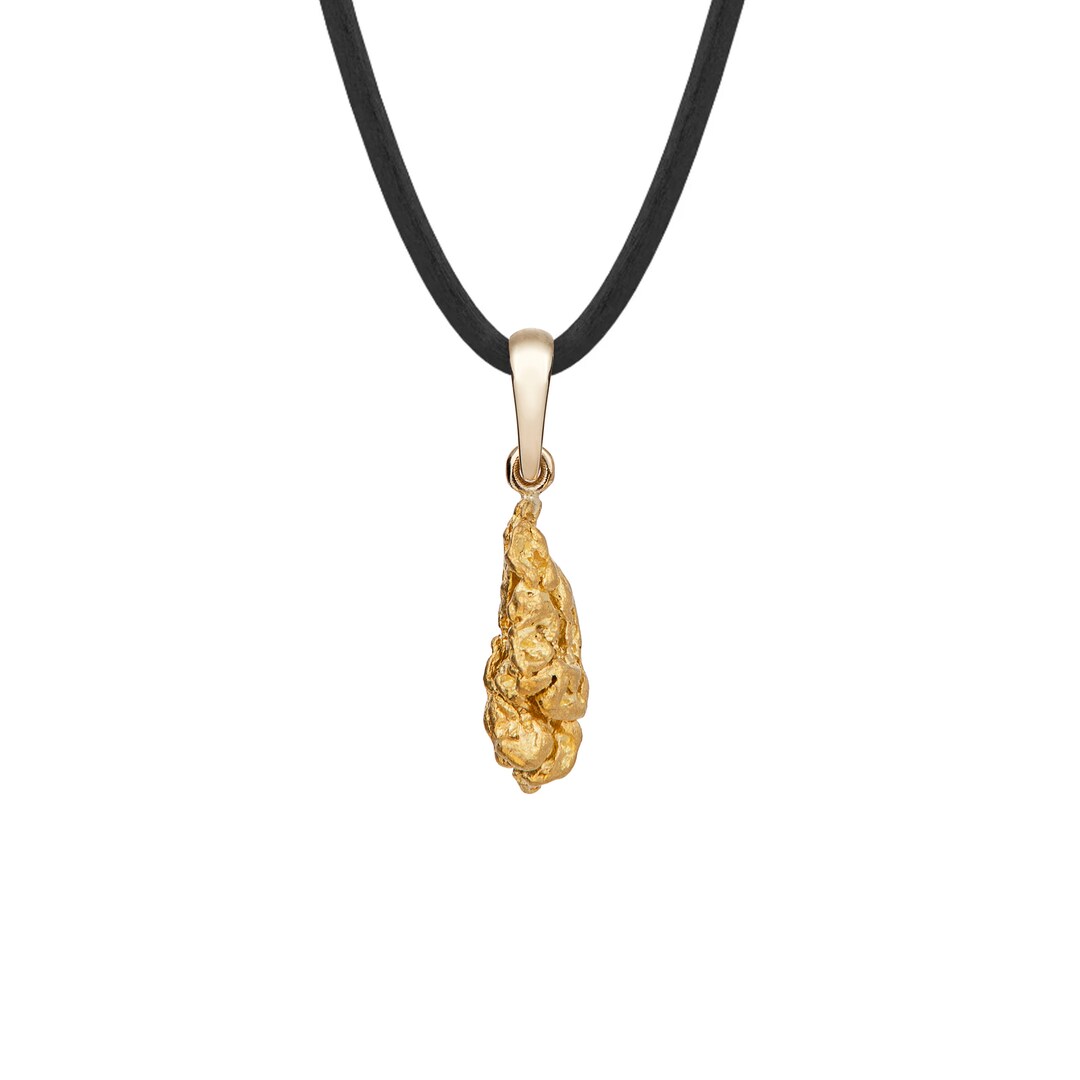 Men's Pendant With Teardrop-shaped Gold Nugget (leather) - Etsy