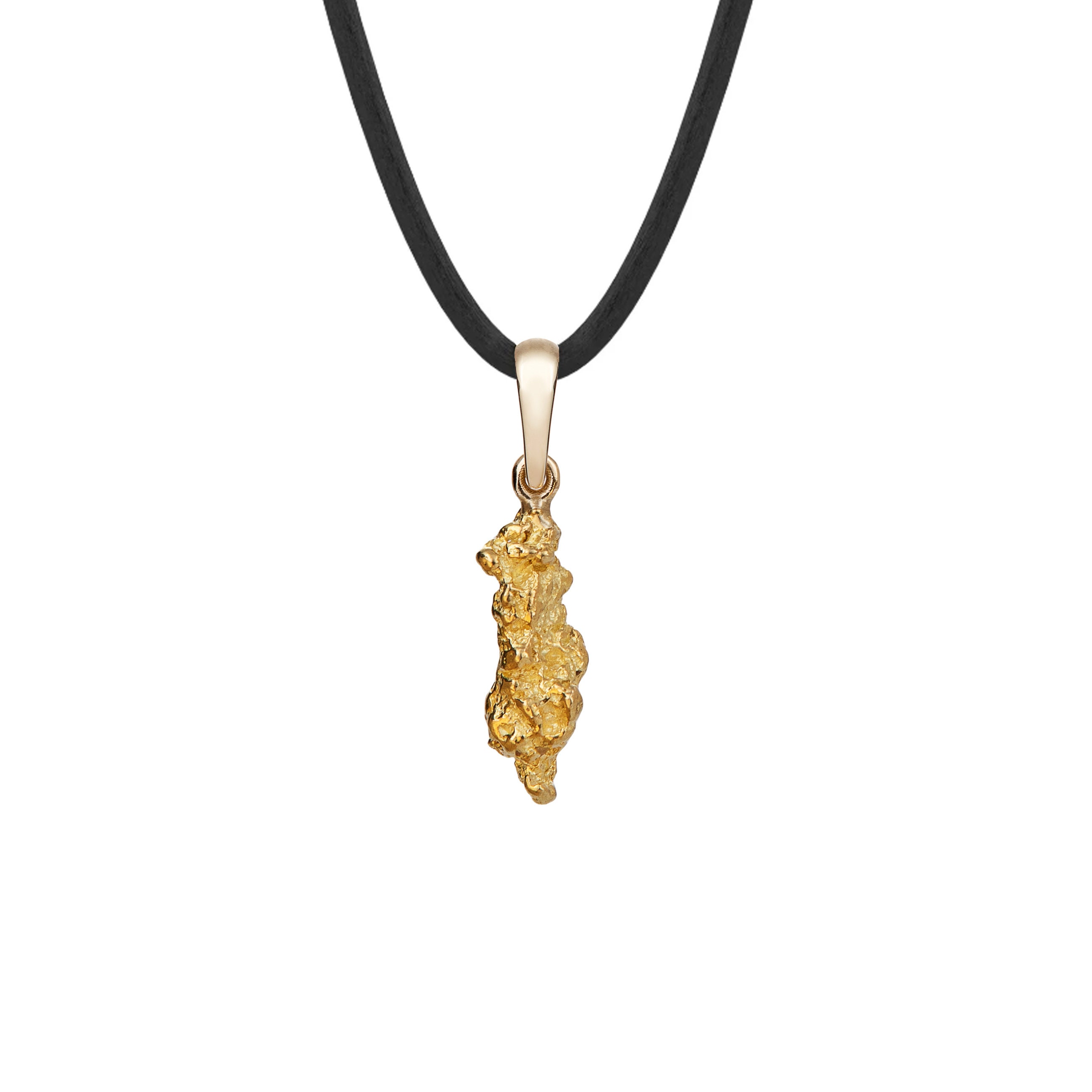 Men's Pendant With Teardrop-shaped Gold Nugget (leather) - Etsy