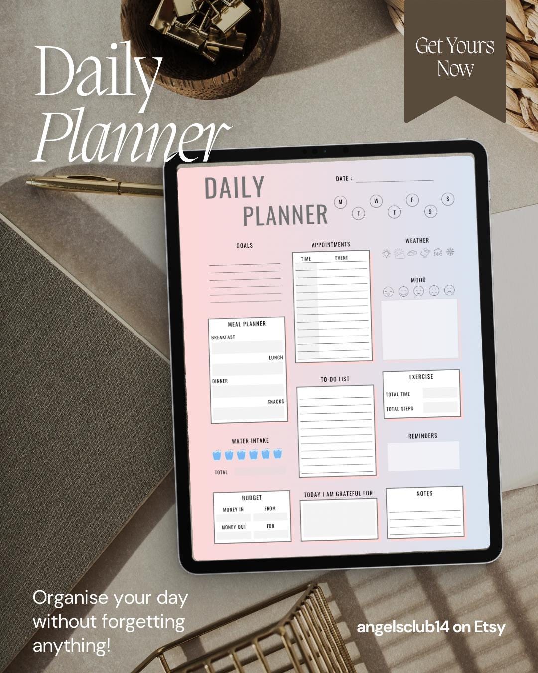 Digital Daily Planner | Printable Daily Schedule | A4 & US Letter ...