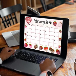 EDITABLE Printable February Calendar 2026 | Cute Valentine's Day ...