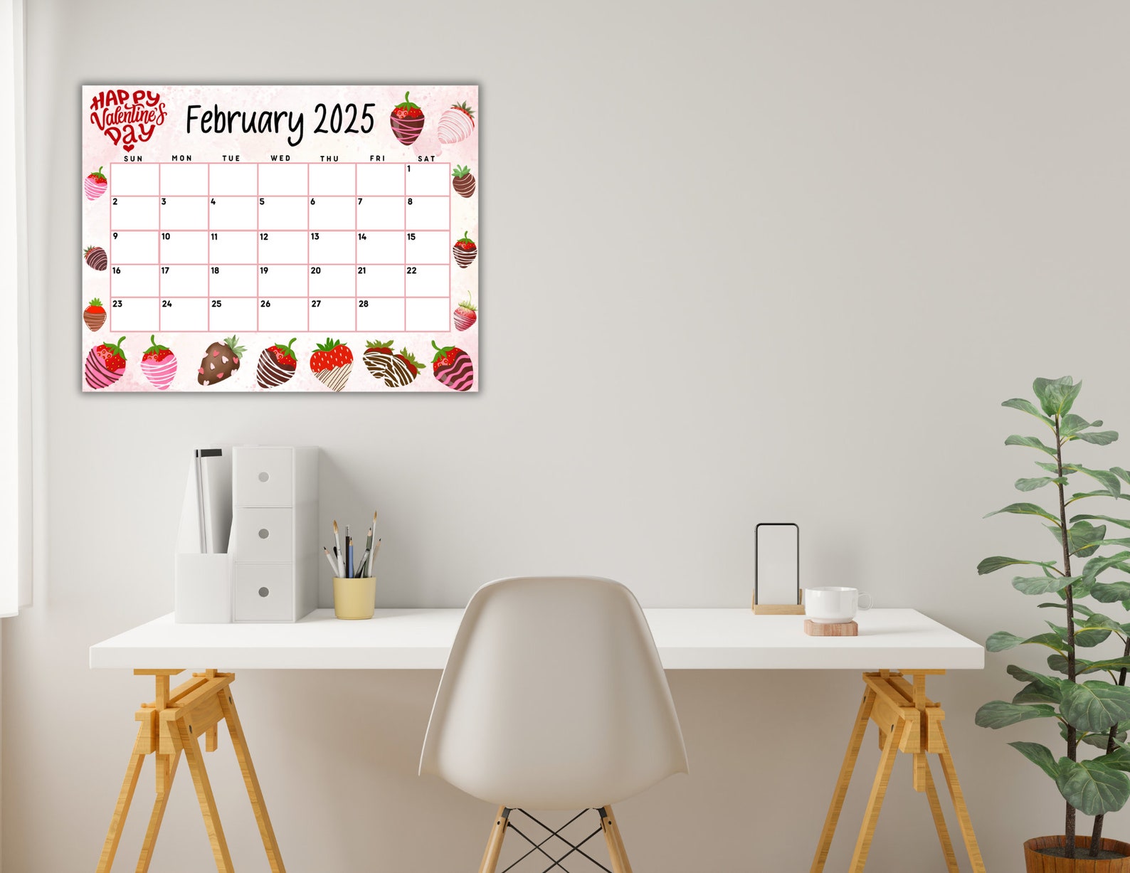 EDITABLE Printable February Calendar 2025 | Cute Valentine's Day ...