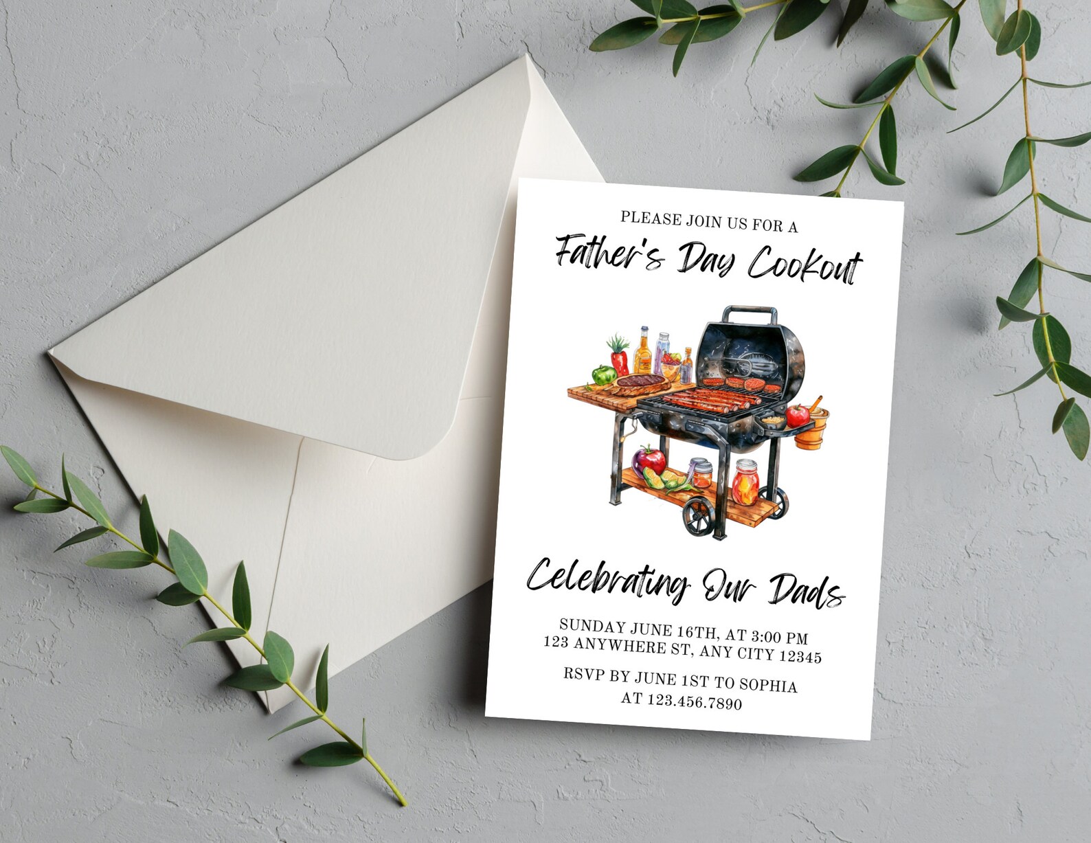Editable Fathers Day Barbecue Invitation | Father's Day Cookout ...