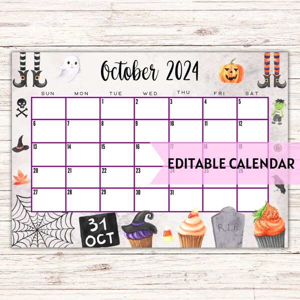 October Calendar - Etsy