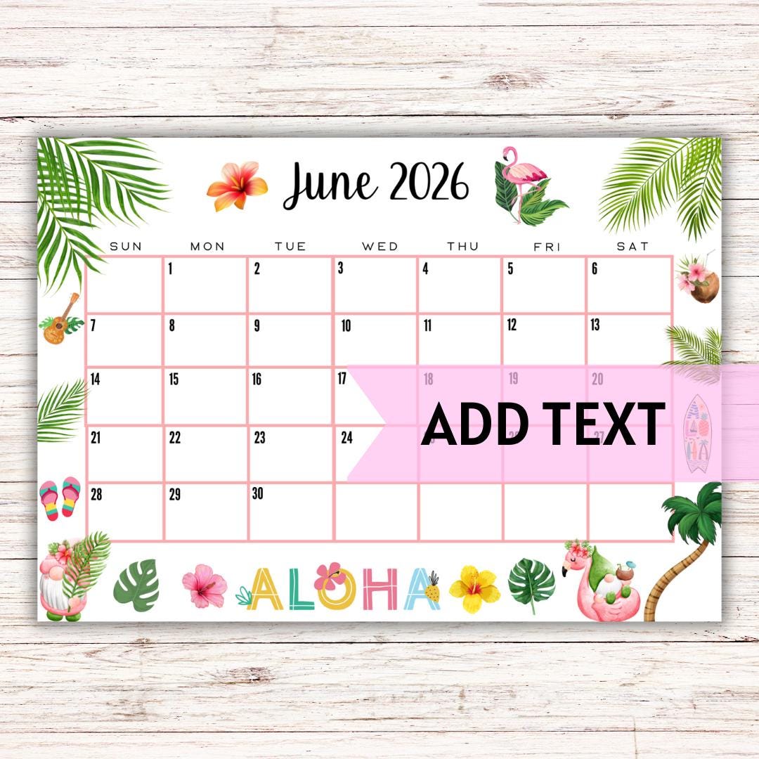 Buy EDITABLE June Calendar 2026 | Printable Calendar W/ Flamingos ...