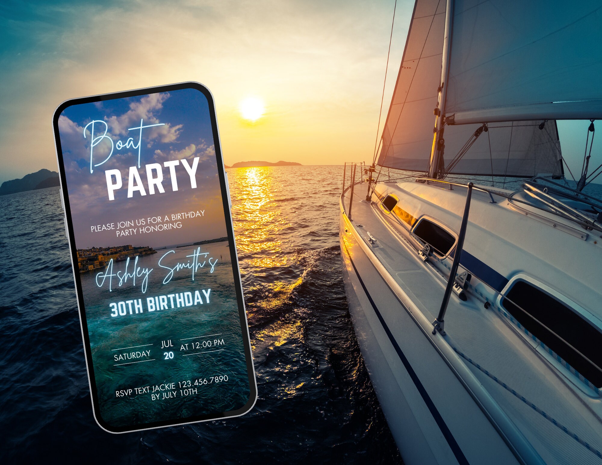 Digital Boat Party Invitation | Animated Yacht Party Invite | Summer ...