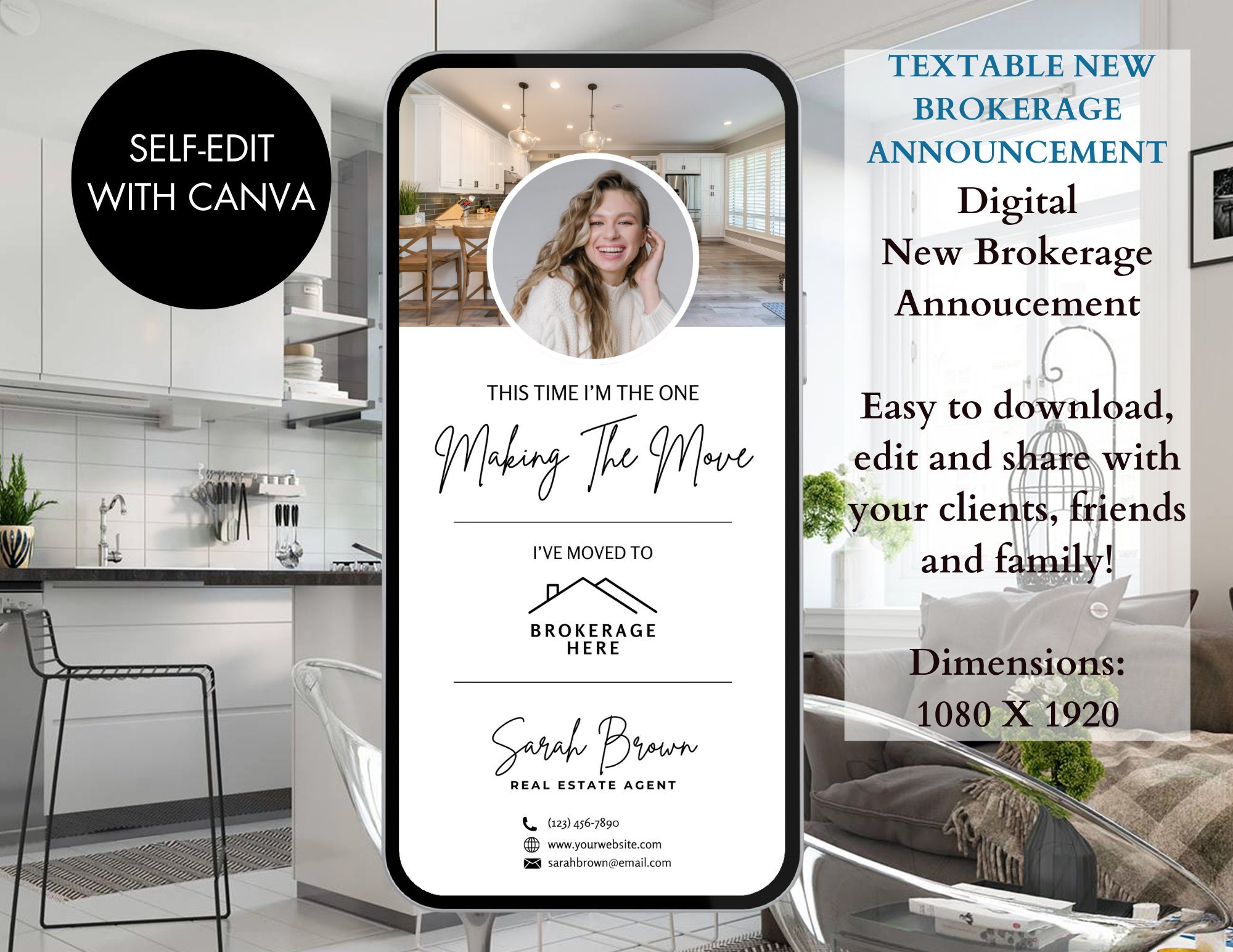 Digital New Brokerage Announcement | I've Moved Text Card | Real Estate ...
