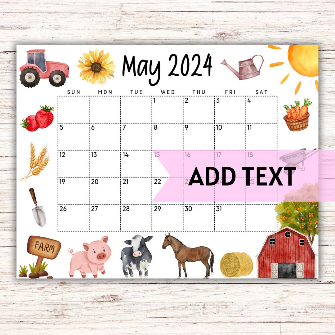 Calendario EDITABLE imprimible de mayo de 2024 / Calendario temático de ...