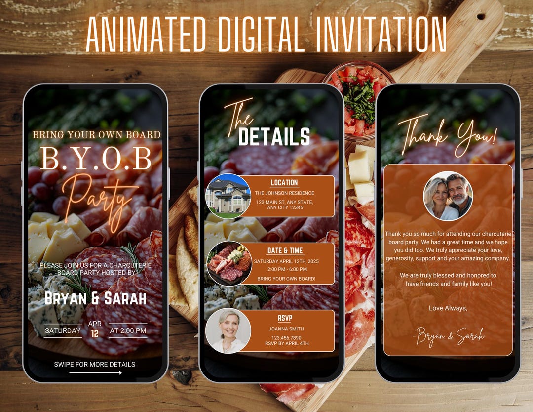 Bring a Own Board Party Invitation | Digital Charcuterie Board Party ...