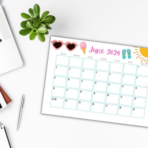 EDITABLE Printable June Calendar 2024 Watermelon Themed - Etsy
