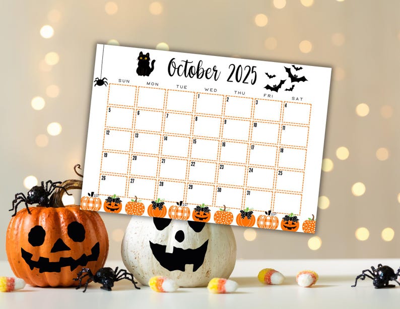 EDITABLE Printable October Calendar 2025 | Halloween Calendar | Cute ...