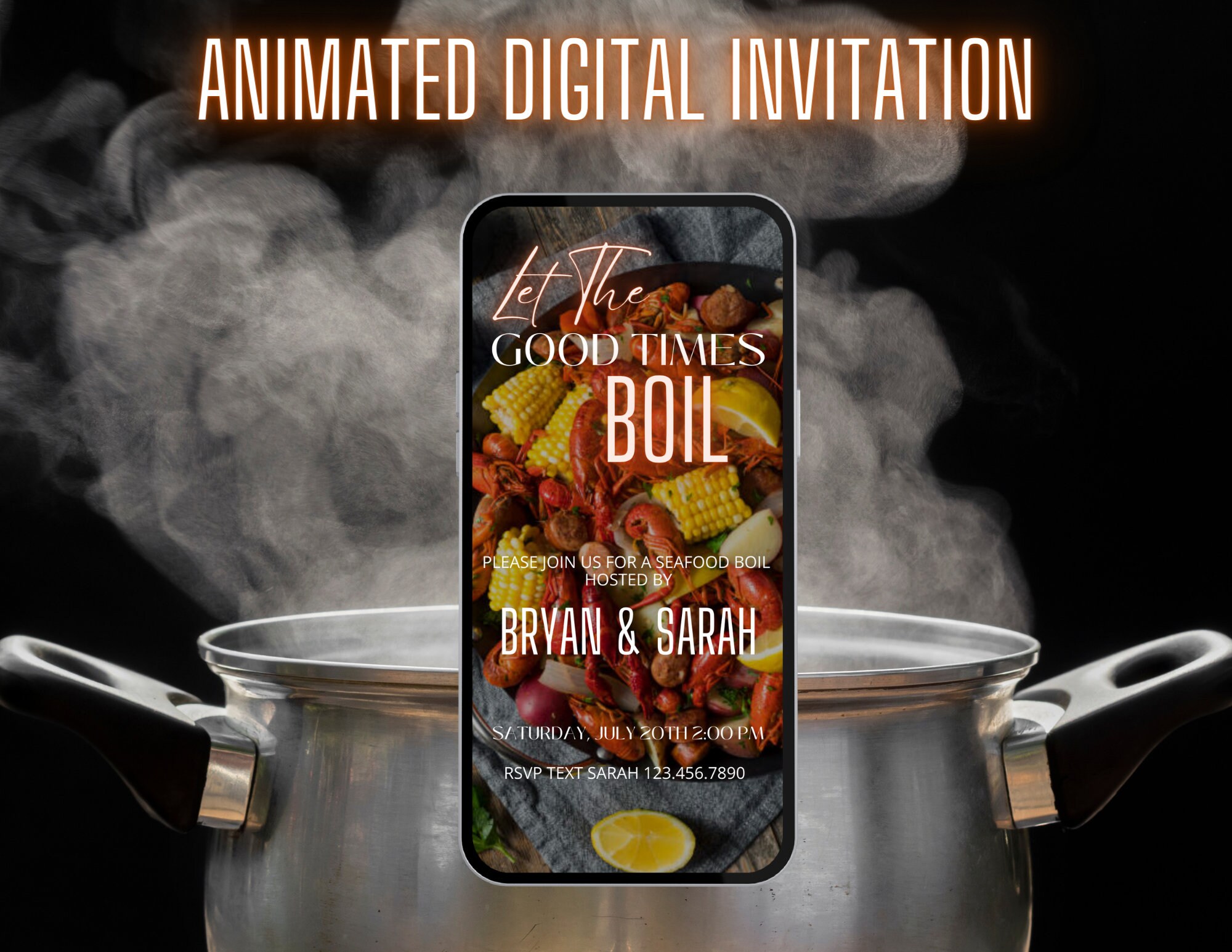 Seafood Boil Party Invitation | Digital Crawfish Boil Dinner Invite ...