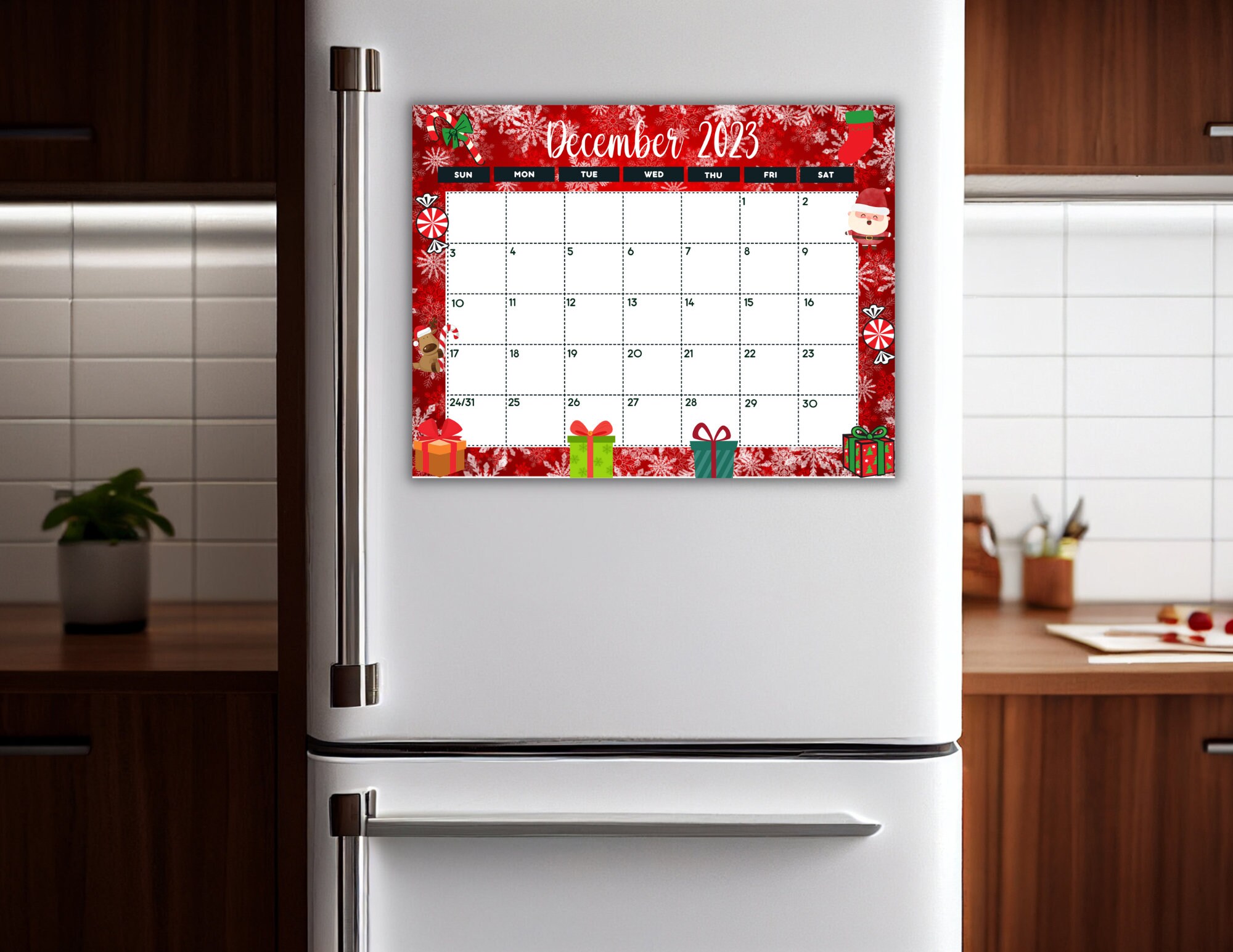 EDITABLE Printable December Calendar 2023 Christmas Calendar Holiday ...