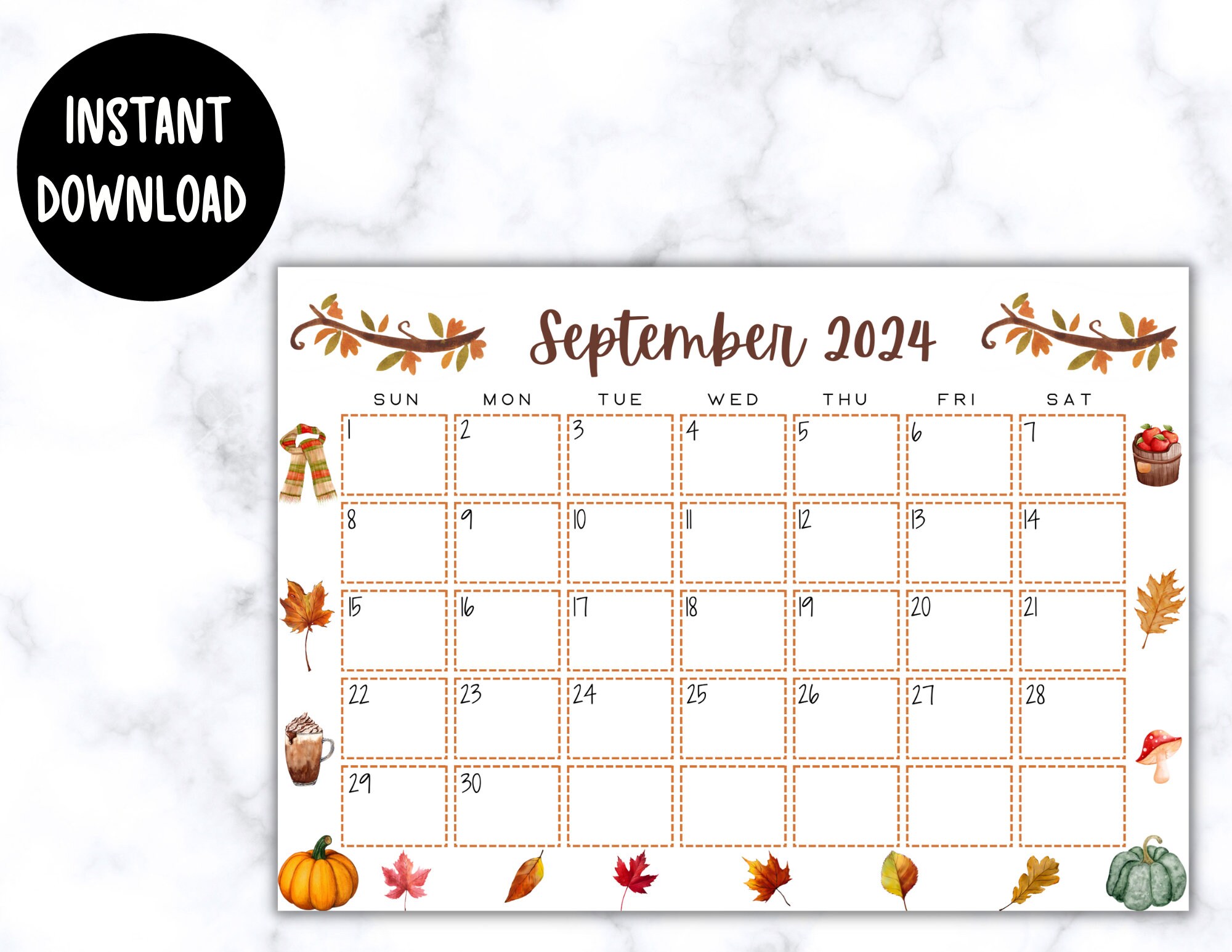 EDITABLE Printable September Calendar 2024 September - Etsy
