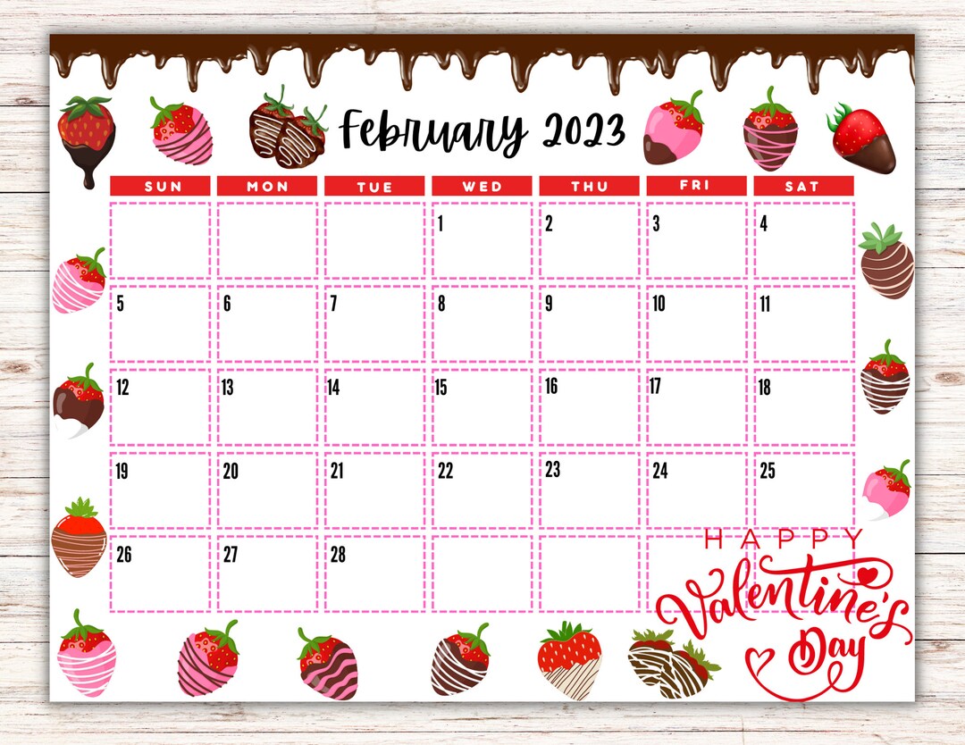 EDITABLE Printable February Calendar 2023 Cute - Etsy
