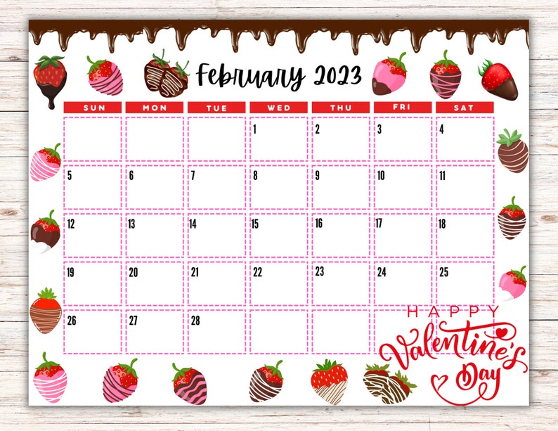 EDITABLE Printable February Calendar 2023 Cute - Etsy