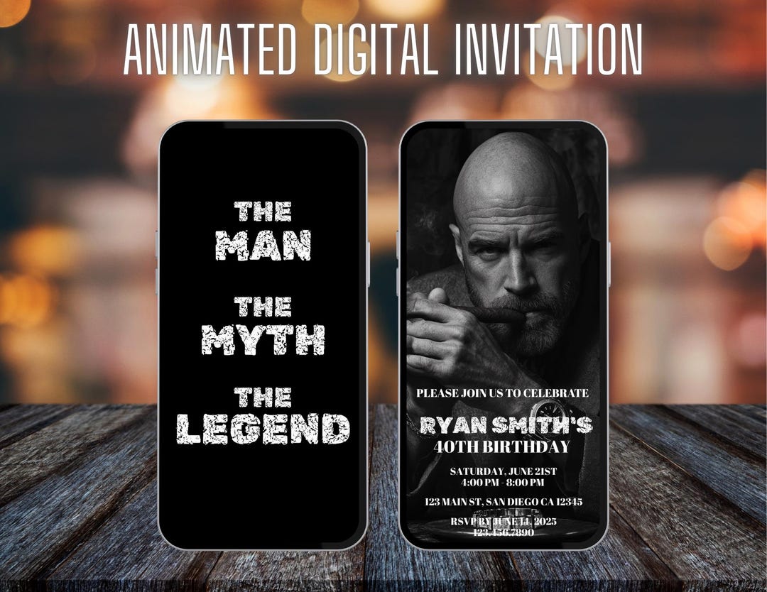Digital Men's Birthday Invitation | the Man the Myth the Legend Invite ...