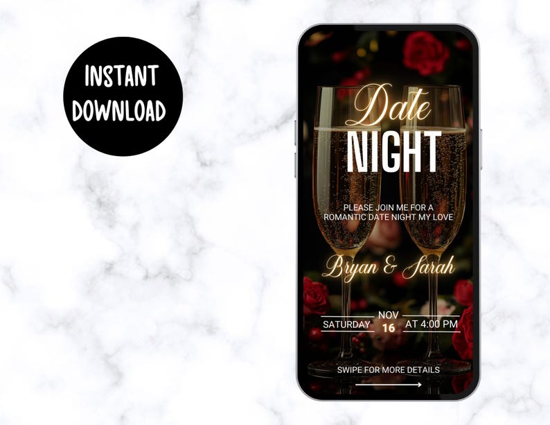 Digital Dinner Date Night Invitation for Couples | Romantic Date Night ...