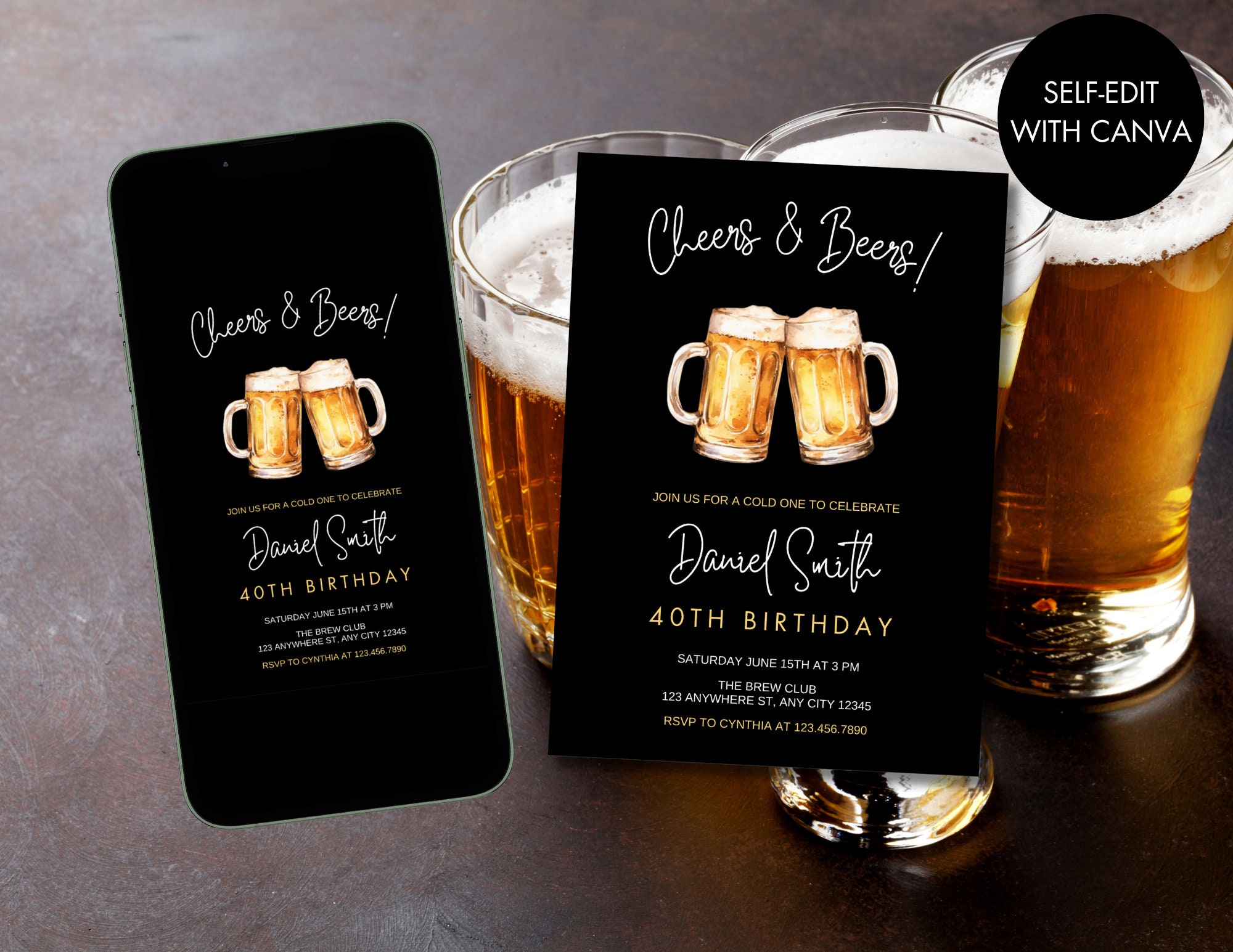 Editable Cheers and Beers Birthday Party Invitation Editable 30th 40th ...