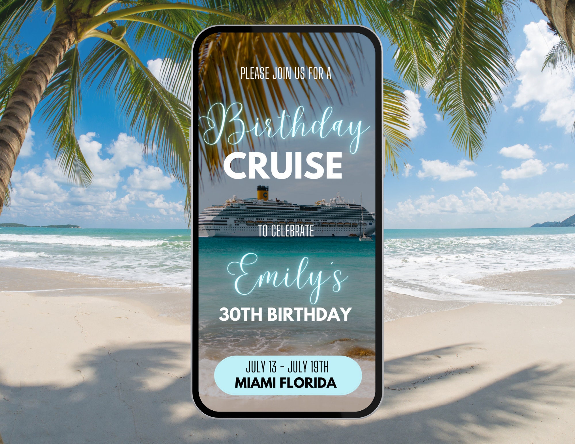 Editable Birthday Cruise Itinerary Template | Cruise Weekend | Birthday ...