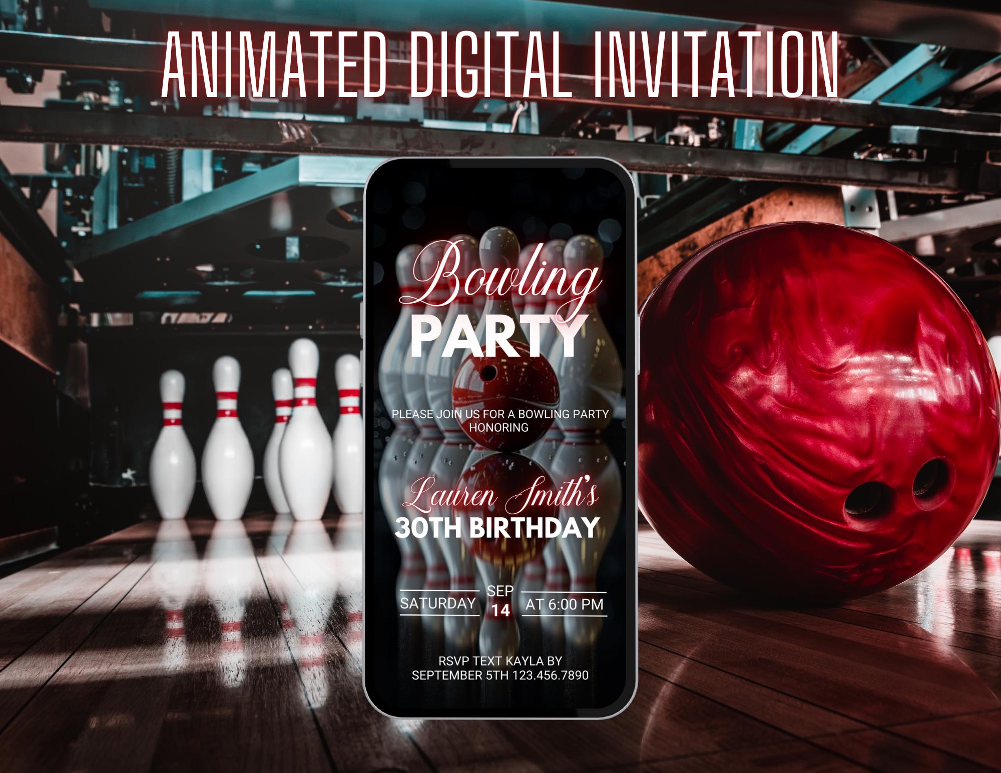 Digital Bowling Party Invitation | Bowling Party Invite | Bowling ...