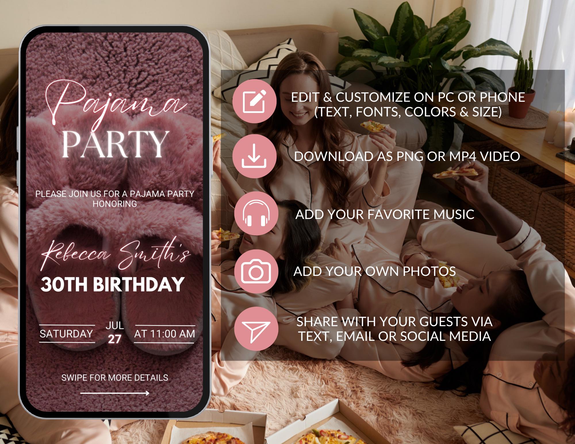 Digital Adult Pajama Party Invitation | Adult Slumber Party | Girl's ...