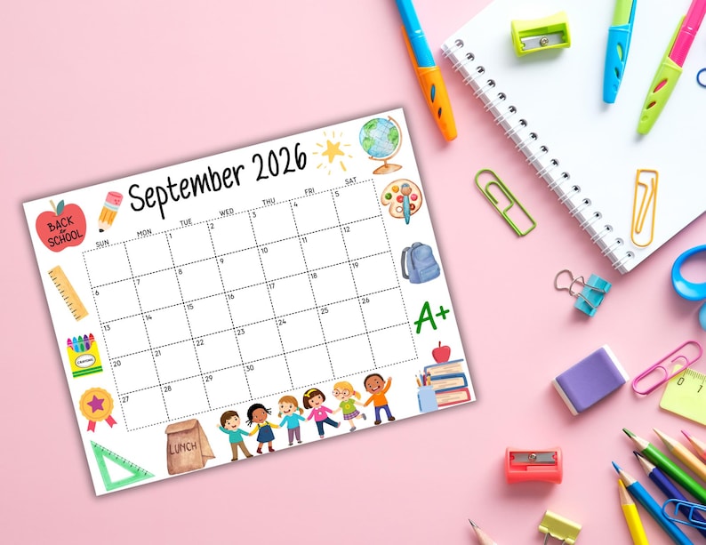 EDITABLE Printable September Calendar 2026 | | Back to School September ...