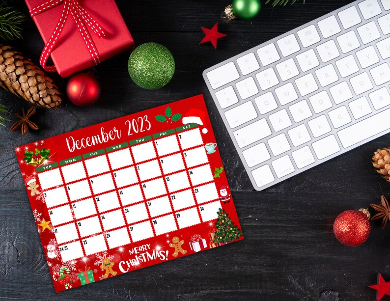 EDITABLE Printable December Calendar 2023 Cute Christmas Calendar ...