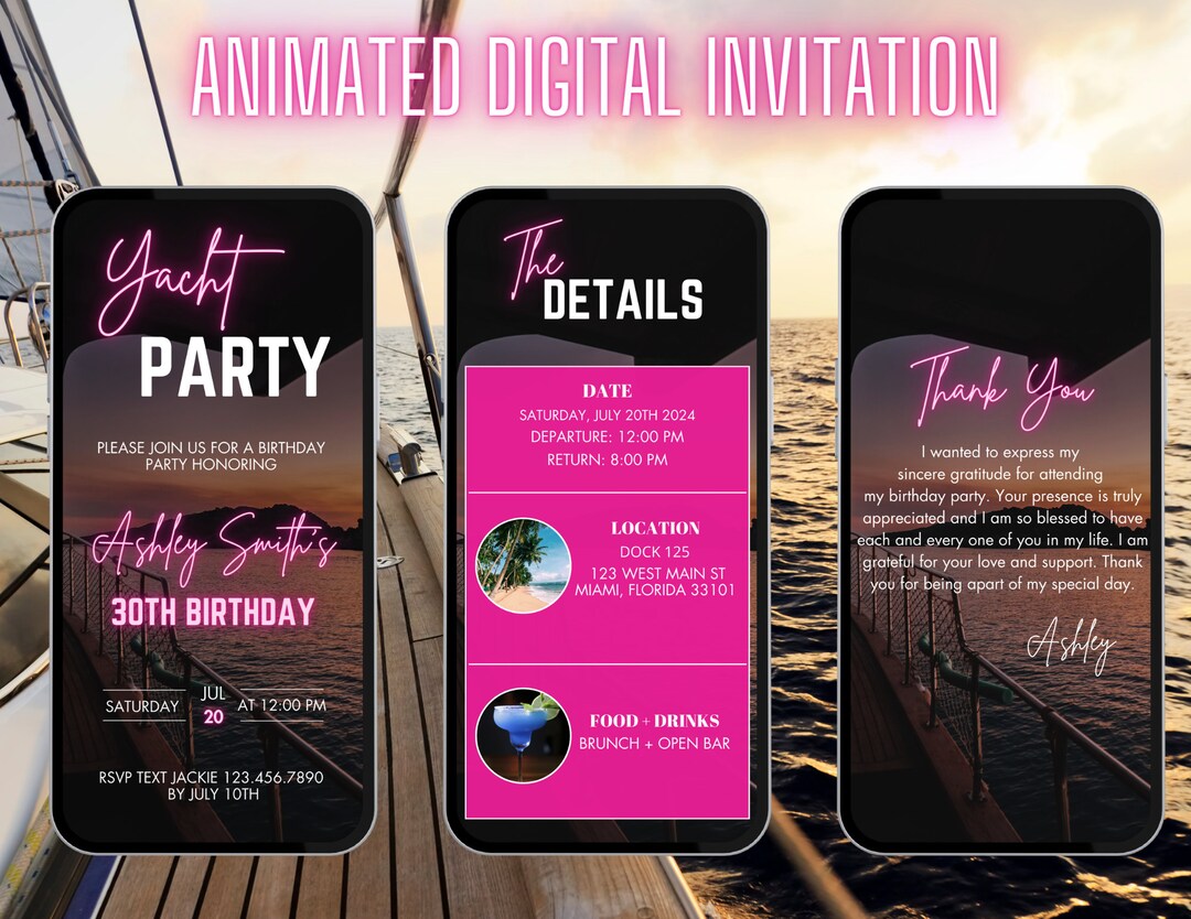 Digital Boat Party Invitation | Animated Yacht Party Invite | Summer ...