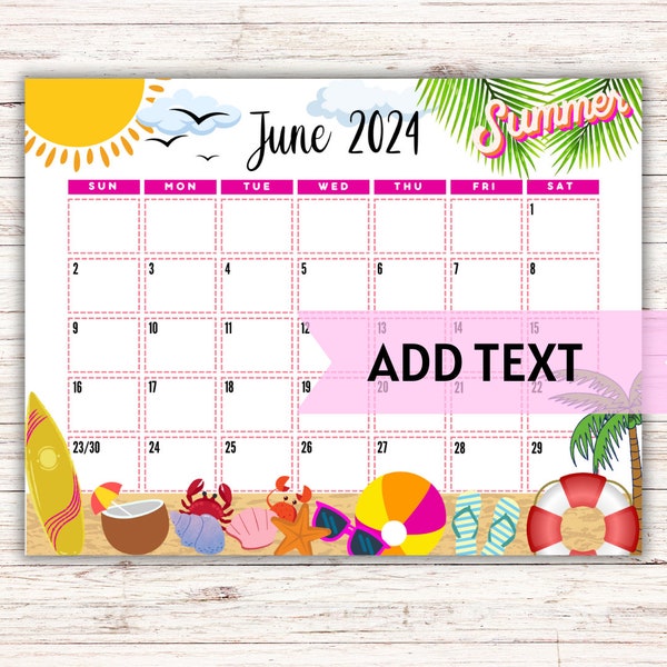 Editable Calendar - Etsy