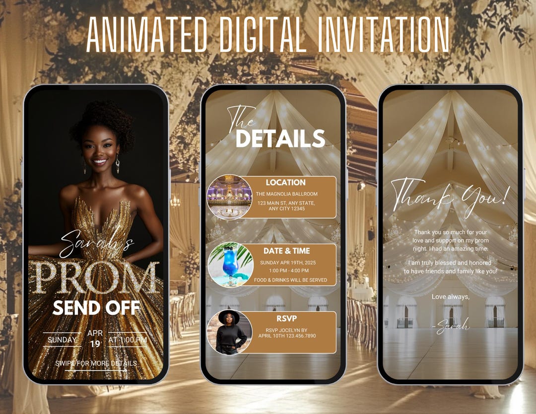 Digital Prom Send off Invitation | Editable Prom Flyer Template ...