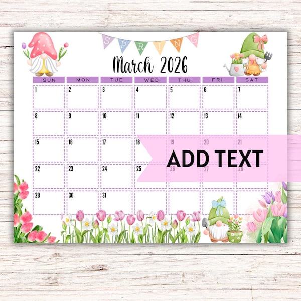April Theme Calendar - Etsy