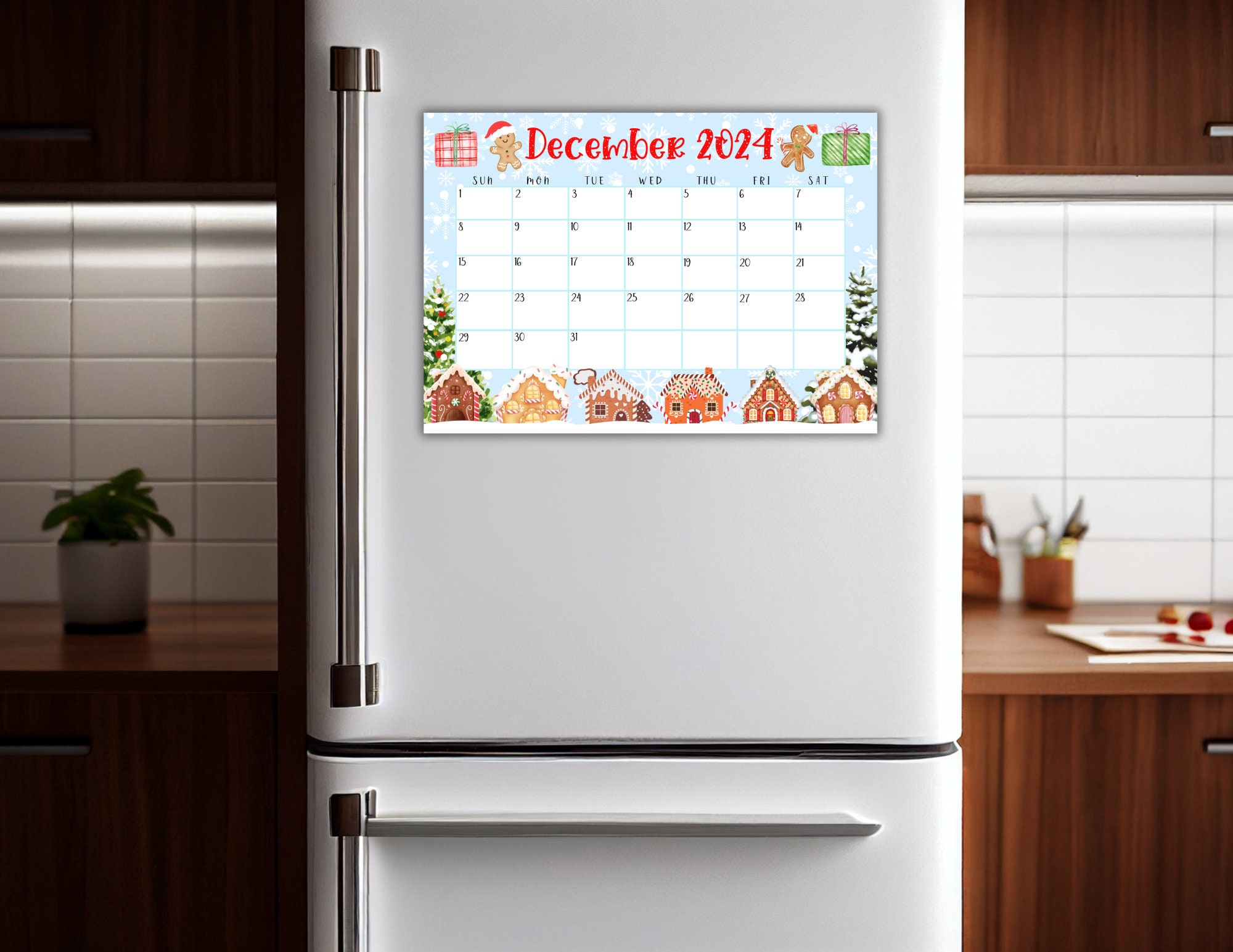 EDITABLE Printable December Calendar 2024 Christmas December Calendar W ...