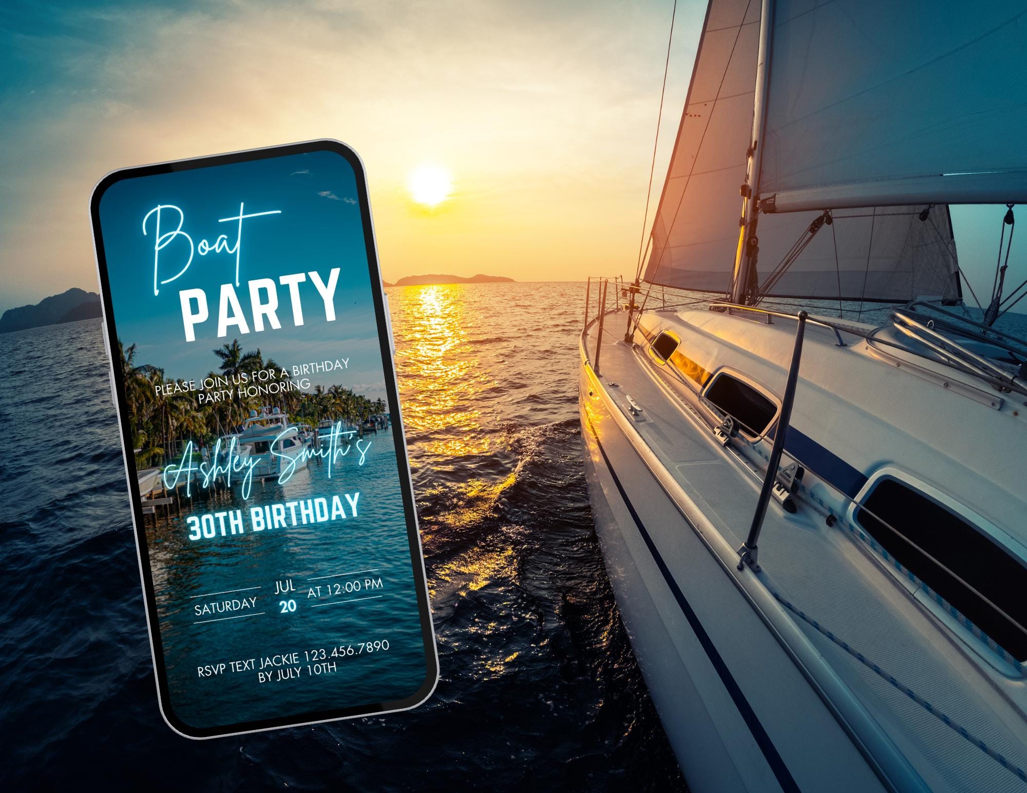 Digital Boat Party Invitation | Animated Yacht Party Invite | Summer ...