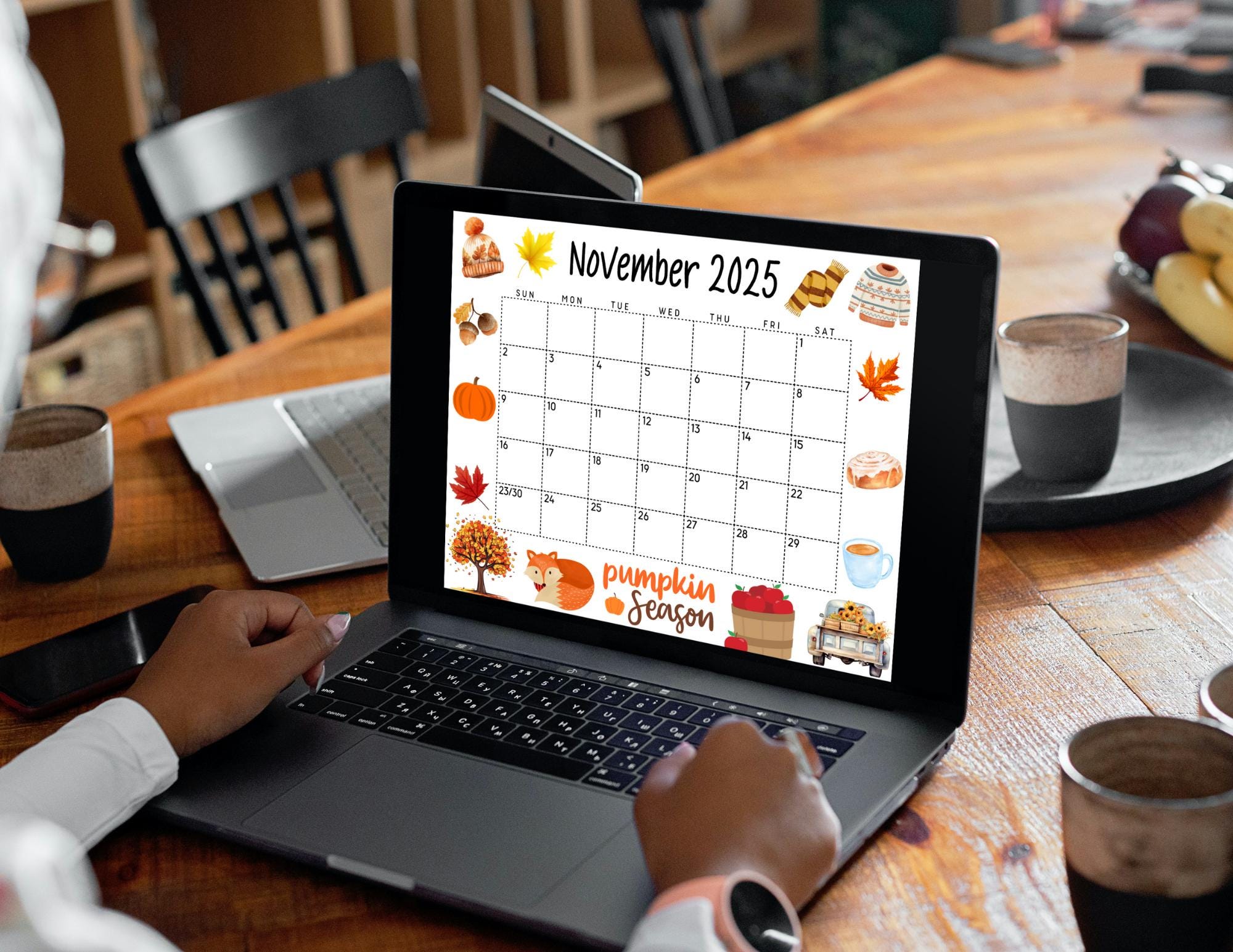 EDITABLE November 2025 Calendar | Printable Fall Calendar | Wall ...