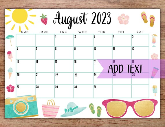 Pretty August Calendar