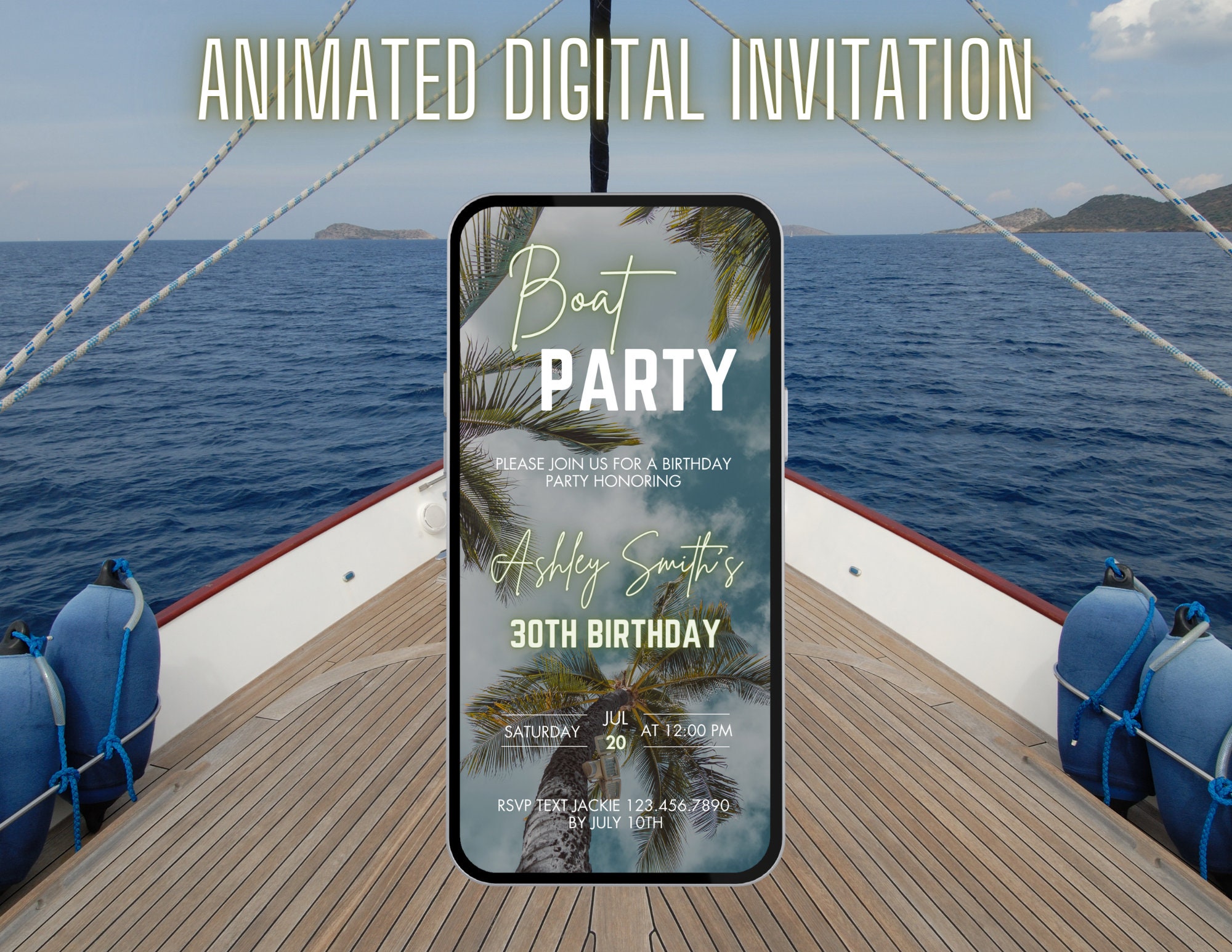 Digital Boat Party Invitation | Animated Yacht Party Invite | Summer ...