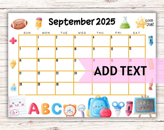 Editable September 2026 Calendar, Printable Calendar, School Calendar ...