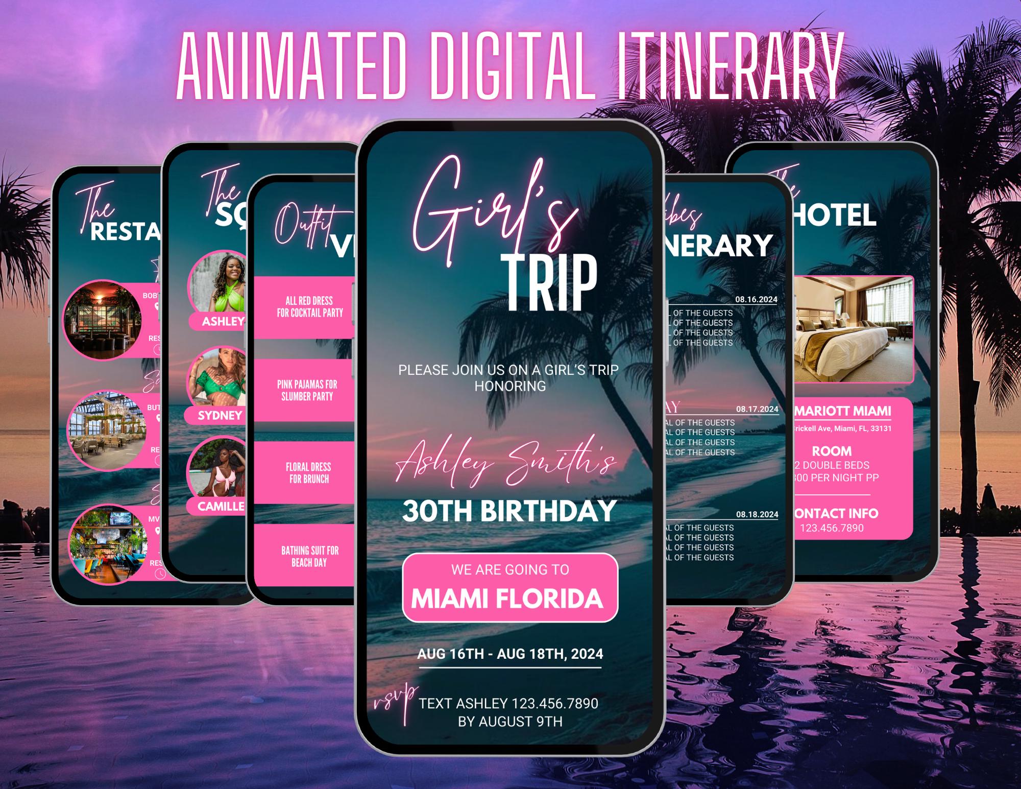 Girls Trip Itinerary Itinerary Template Travel Itinerary Birthday ...