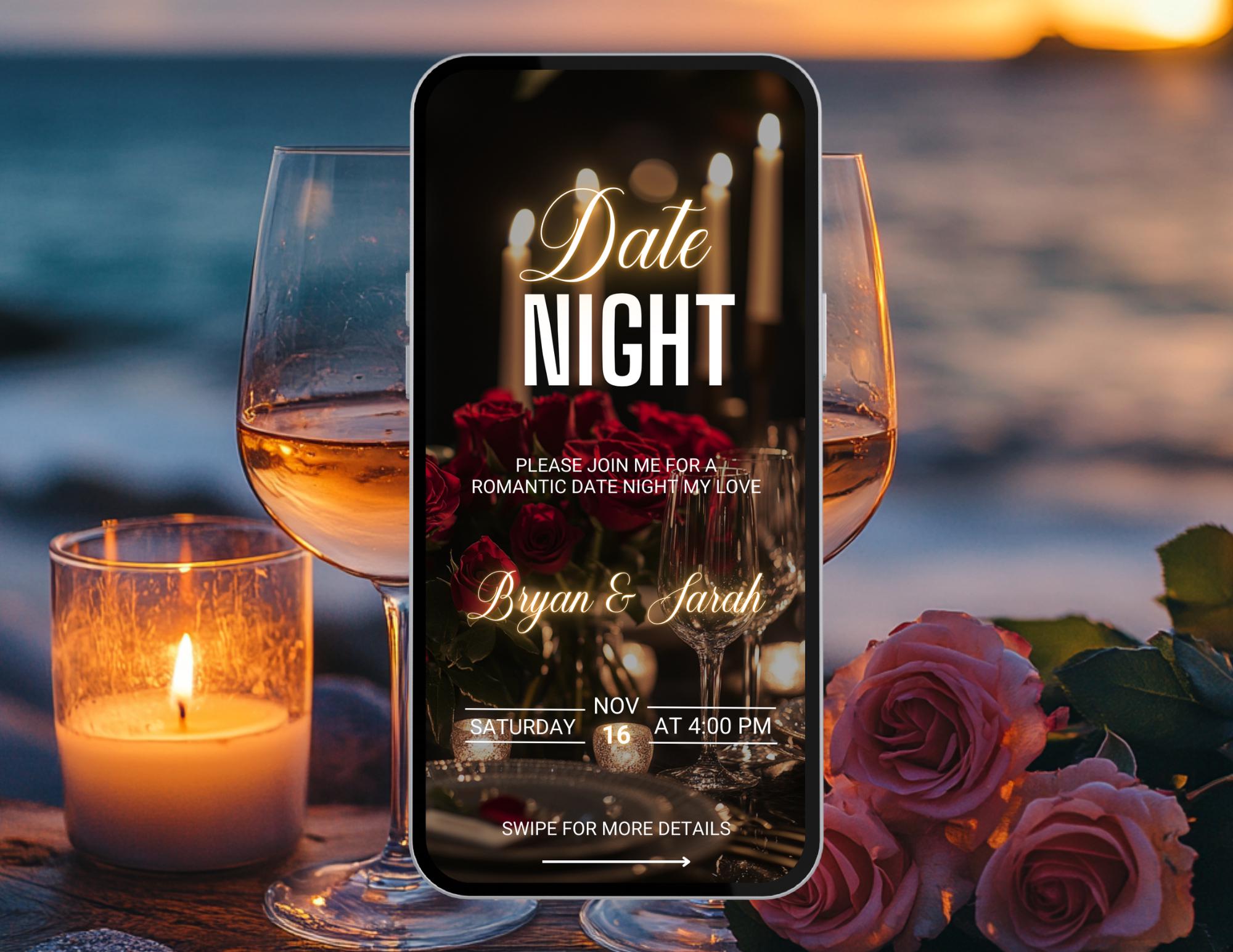 Digital Dinner Date Night Invitation for Couples | Romantic Date Night ...