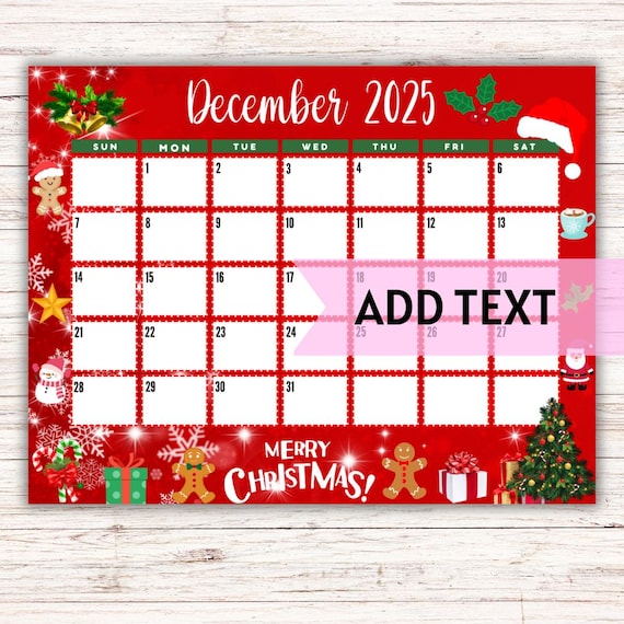 December Calendar Christmas Theme