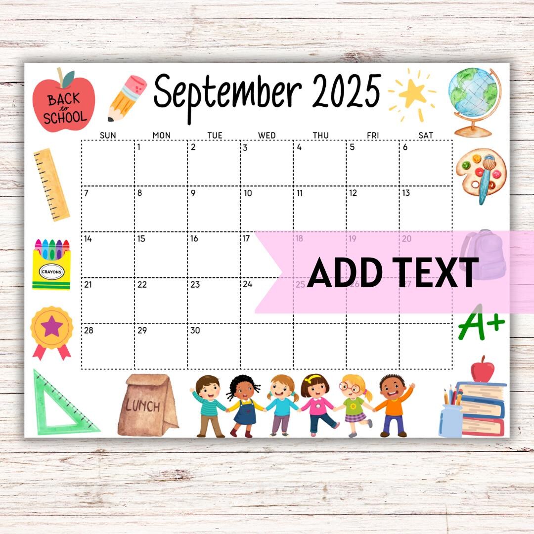 EDITABLE Printable September Calendar 2025 | | Back to School September ...