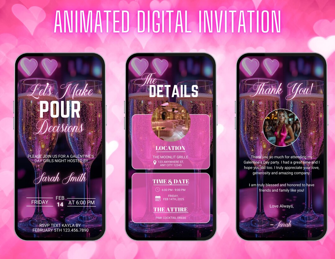 Galentine's Day Invitation | Let’s Make Pour Decisions | Digital ...