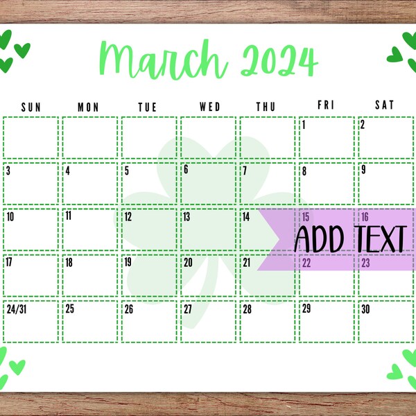 March 2024 Calendar - Etsy